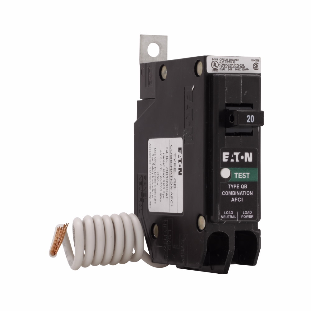 Eaton QB AFCI circuit breaker, Bolt-on breaker AFCI, 1 pole, 20A ...
