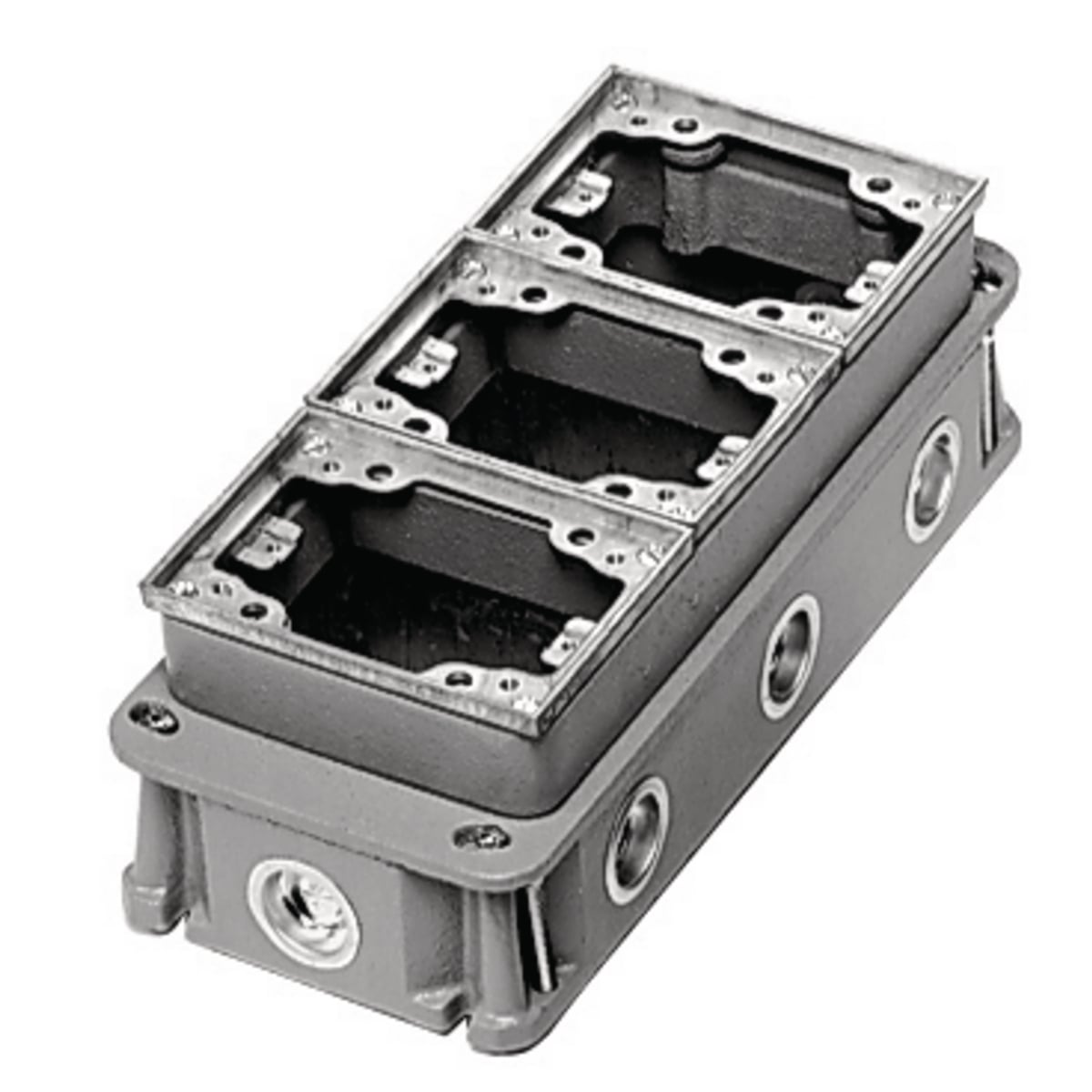 Flush Concrete Floor Box Series, 3-Gang, Rectangular, Cast Iron B ...