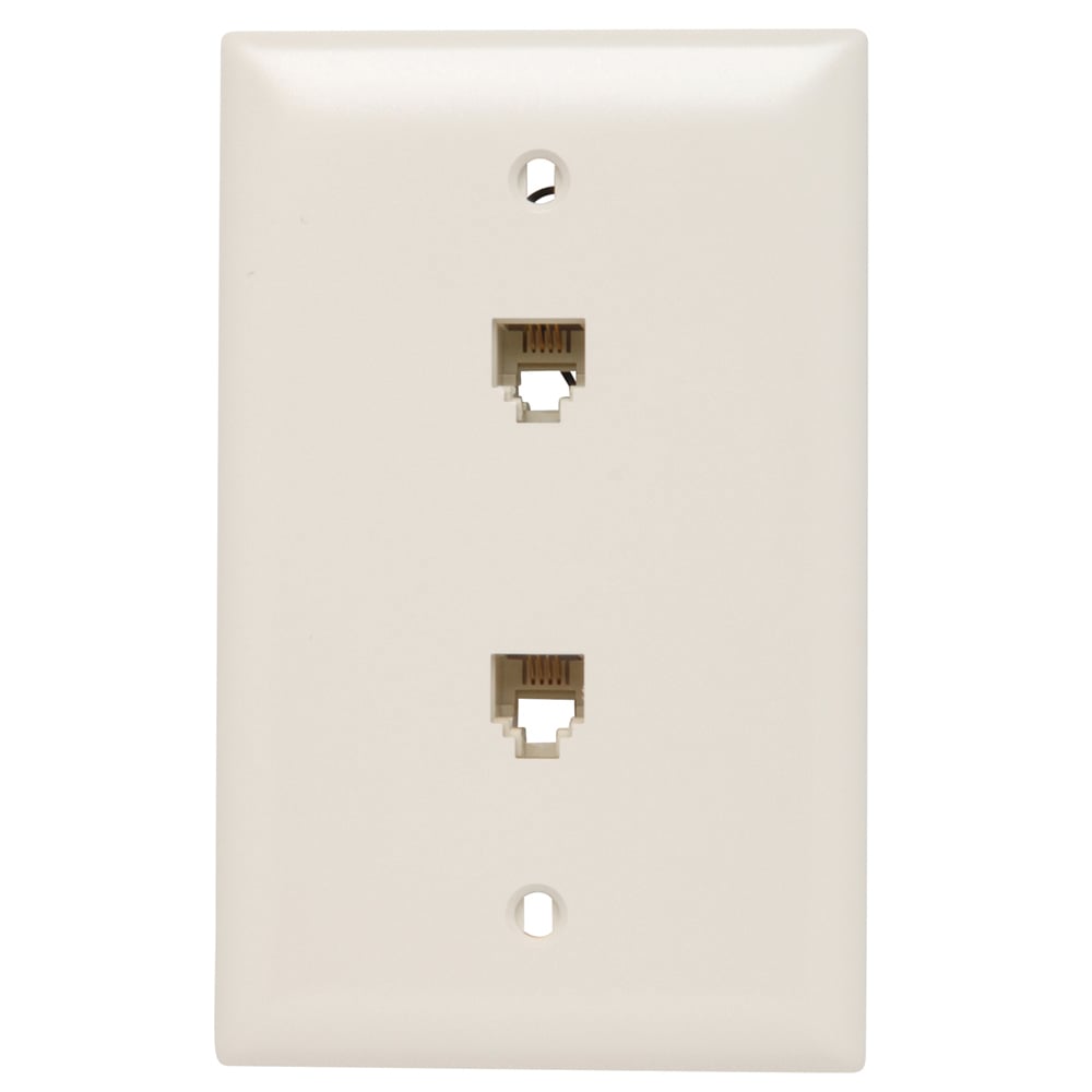 Single gang, two modular four conductor RJ11 telephone jacks with ...
