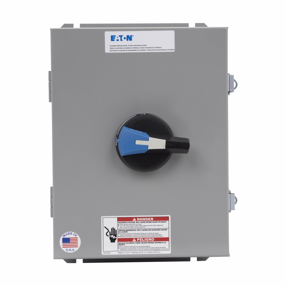 Eaton enclosed rotary disconnect switch, 60 A, NEMA 1, Painted st ...