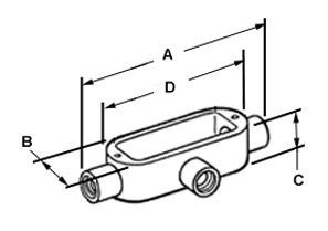 Rigid and IMC Conduit Body, Type T, Aluminum, Size 1 Inch | Crescent ...